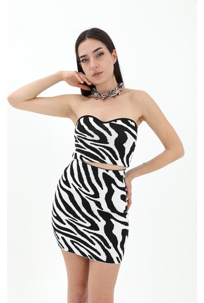 Vapur Zebra Desen Etek - Siyah