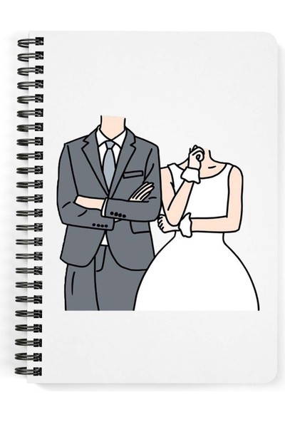 Astak Gelin Damat Baskılı Ahşap Kapaklı Defter 15X20 cm DFT6713