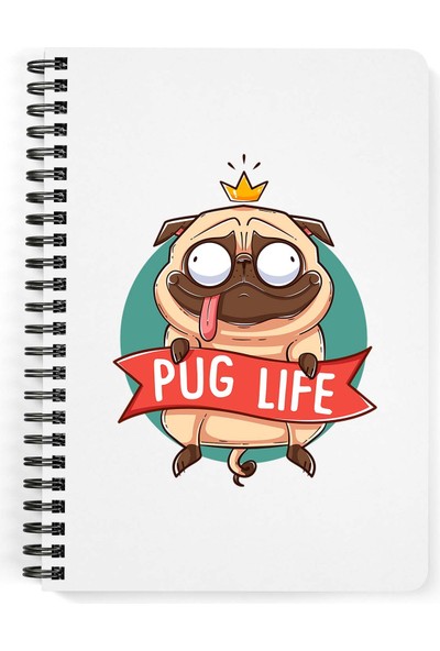 Astak Pug Life Baskılı Ahşap Kapaklı Defter 15X20 cm DFT1594