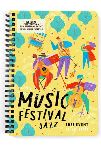 Astak Music Festival Baskılı Ahşap Kapaklı Defter 15X20 cm DFT5179