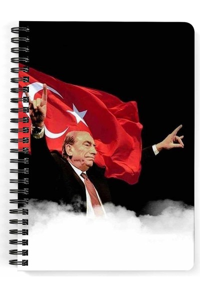Astak Alparslan Türkeş Baskılı Ahşap Kapaklı Defter 15X20 cm DFT3805
