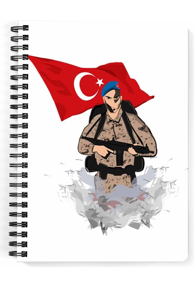 Astak Türk Askeri Baskılı Ahşap Kapaklı Defter 15X20 cm DFT5686