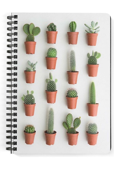 Astak Kaktüs Baskılı Ahşap Kapaklı Defter 15X20 cm DFT2452