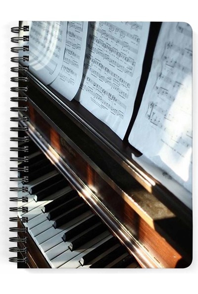Astak Piyano Baskılı Ahşap Kapaklı Defter 15X20 cm DFT3740