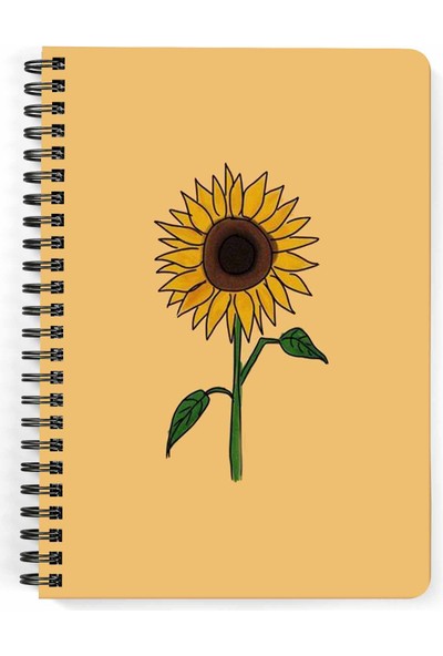 Astak Ayçiçeği Baskılı Ahşap Kapaklı Defter 15X20 cm DFT3927