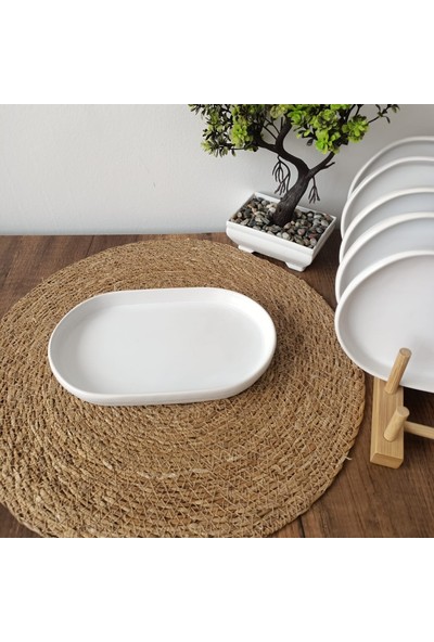 Bi Bu Evim 6'lı 20X12 cm Beyaz Oval Şef Pasta & Tatlı Tabağı Bi Bu Evim 6'lı 20X12 cm Beyaz Oval Şef Pasta & Tatlı Tabağı
