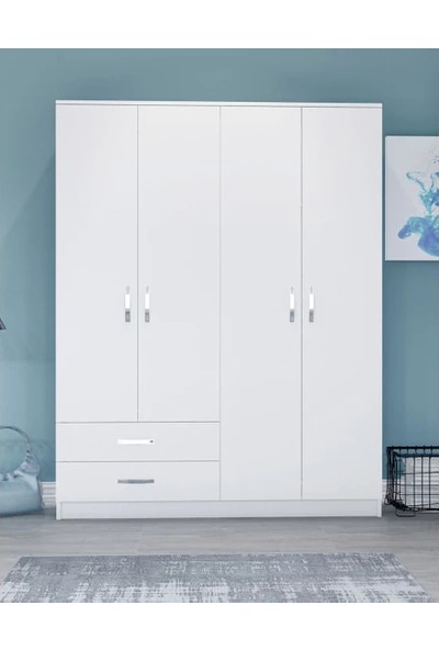 Tocco-Mine 4 Kapaklı 2 Çekmeceli Çok Amaçlı Gardırop-Beyaz Tocco-Mine 4 Kapaklı 2 Çekmeceli Çok Amaçlı Gardırop-Beyaz