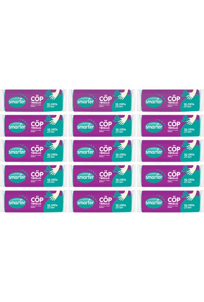 SMARTER 15 Lİ ORTA BOY ÇÖP TORBASI 55x60cm ( Çöp Poşeti ) SMARTER 15 Lİ ORTA BOY ÇÖP TORBASI 55x60cm ( Çöp Poşeti )