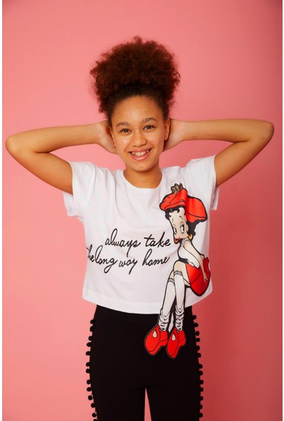 Little Star Kız Çocuk Şapkalı Kız Detaylı T-Shirt