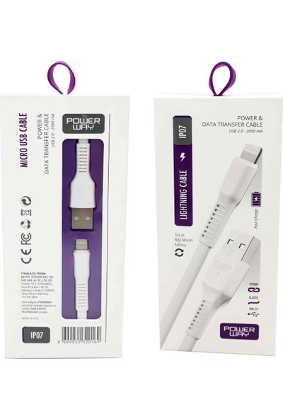 Myglobal Apple iPhone 2A USB Şarj ve Data Kablosu Powerway IP07