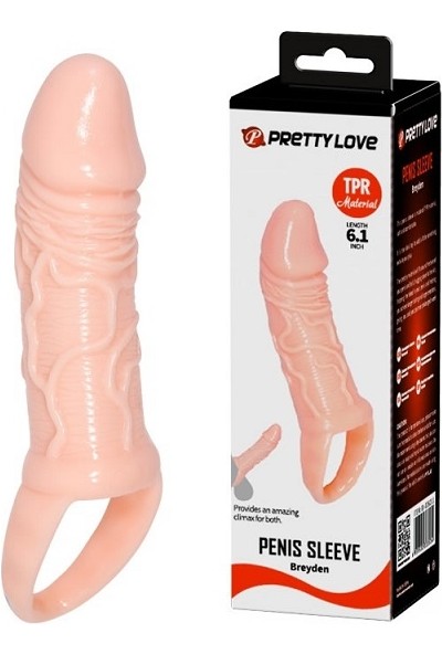 River World Breyden 16 cm Testis Halkalı 3 cm Dolgulu Silikon Penis Kılıfı