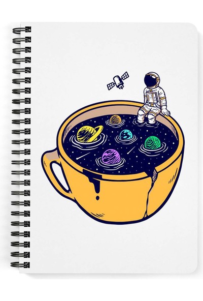 Astronot Baskılı Ahşap Kapaklı Defter 15X20 cm DFT6064