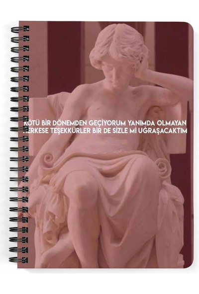 Heykel Baskılı Ahşap Kapaklı Defter 15X20 cm DFT2535