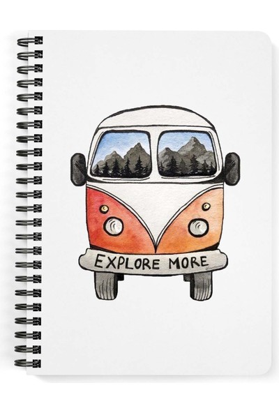 Karavan Baskılı Ahşap Kapaklı Defter 15X20 cm DFT6482