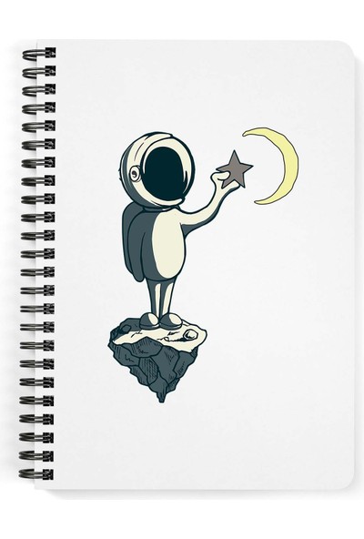 Astak Ay Yıdız Baskılı Ahşap Kapaklı Defter 15X20 cm DFT1915