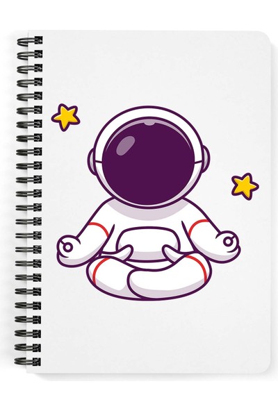 Astronot Yoga Baskılı Ahşap Kapaklı Defter 15X20 cm DFT1898