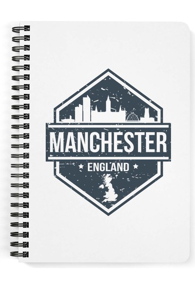Manchester Baskılı Ahşap Kapaklı Defter 15X20 cm DFT1202