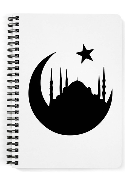 Astak Cami Ay Yıldız Baskılı Ahşap Kapaklı Defter 15X20 cm DFT689