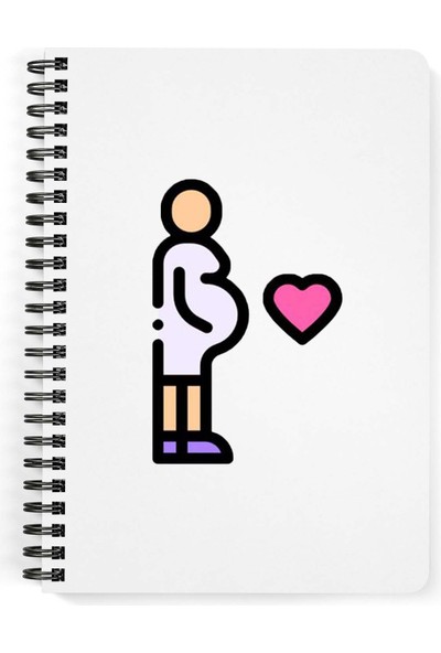 Hamile Kadın Baskılı Ahşap Kapaklı Defter 15X20 cm DFT6934