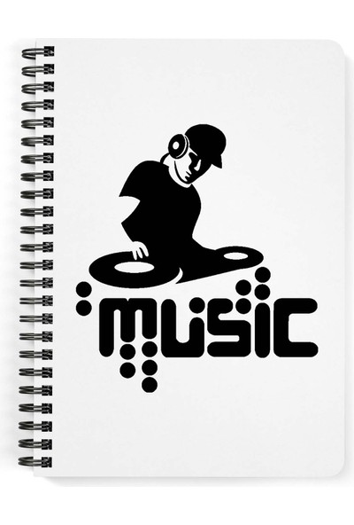 Music Baskılı Ahşap Kapaklı Defter 15X20 cm DFT6083