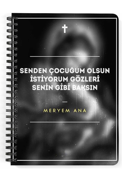 Meryem Ana Baskılı Ahşap Kapaklı Defter 15X20 cm DFT2760
