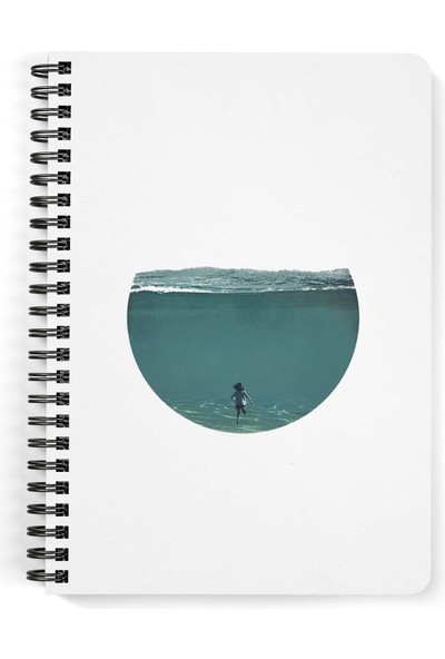 Okyanus Baskılı Ahşap Kapaklı Defter 15X20 cm DFT286