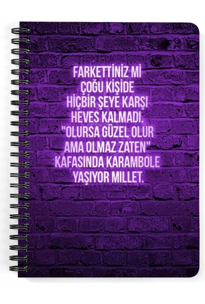 Neon Yazı Baskılı Ahşap Kapaklı Defter 15X20 cm DFT2556