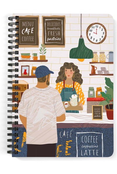 Astak Kafe Baskılı Ahşap Kapaklı Defter 15X20 cm DFT524