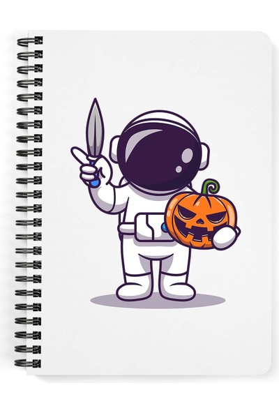 Space Hallowen Baskılı Ahşap Kapaklı Defter 15X20 cm DFT1869