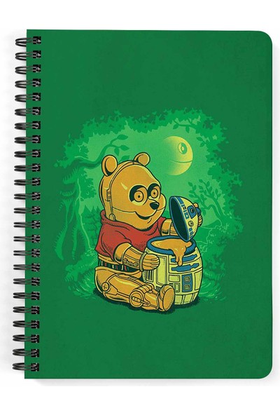 Winnie-The-Pooh Baskılı Ahşap Kapaklı Defter 15X20 cm DFT4759