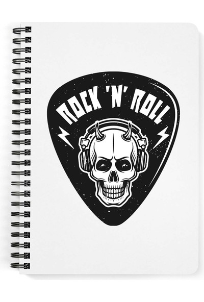 Rock Roll Baskılı Ahşap Kapaklı Defter 15X20 cm DFT1556