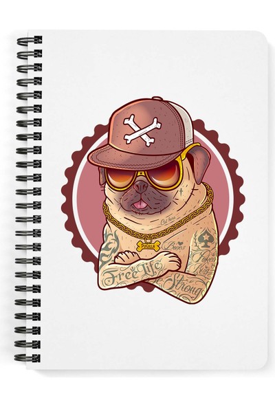 Pitbull Baskılı Ahşap Kapaklı Defter 15X20 cm DFT1588