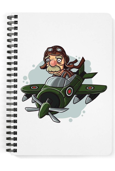 Astak Yaşlı Pilot Baskılı Ahşap Kapaklı Defter 15X20 cm DFT1293