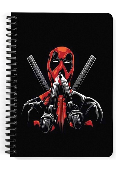 Deadpool Baskılı Ahşap Kapaklı Defter 15X20 cm DFT4855