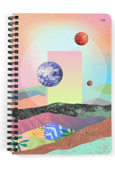 Galaksi Baskılı Ahşap Kapaklı Defter 15X20 cm DFT560