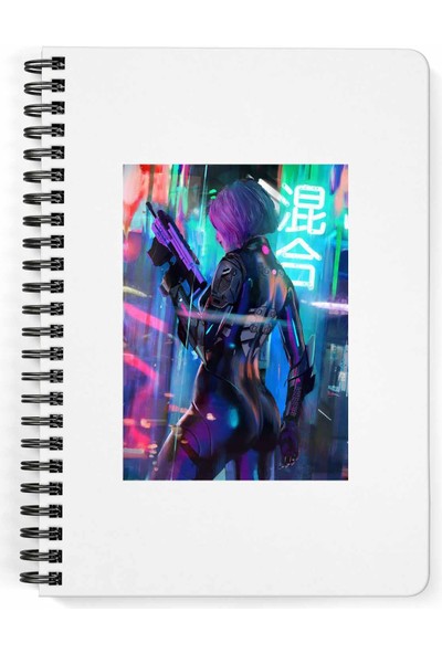 Cyberpunk Baskılı Ahşap Kapaklı Defter 15X20 cm DFT3632