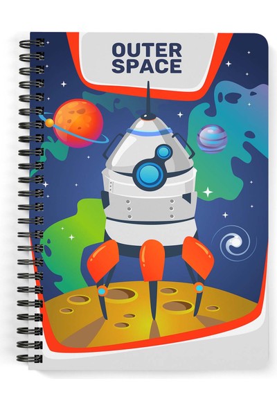 Astak Uzay Gemisi Baskılı Ahşap Kapaklı Defter 15X20 cm DFT572