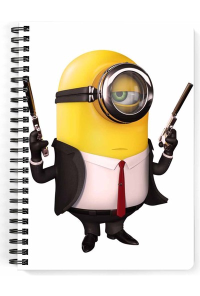 Minyonlar Baskılı Ahşap Kapaklı Defter 15X20 cm DFT3567