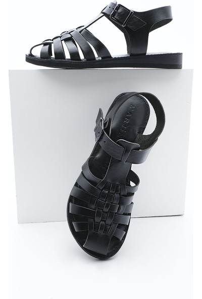 Marjin Kadın Hakiki Deri Sandalet Eva Taban Kesva