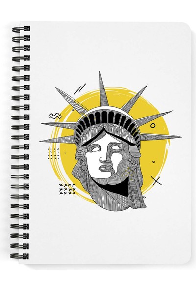 Astak Özgürlük Heykeli Baskılı Ahşap Kapaklı Defter 15X20 cm DFT978
