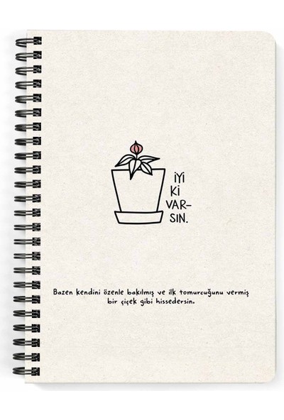 Iyi Ki Varsın Baskılı Ahşap Kapaklı Defter 15X20 cm DFT5102