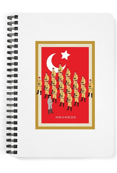 Mehmetçik Baskılı Ahşap Kapaklı Defter 15X20 cm DFT1447