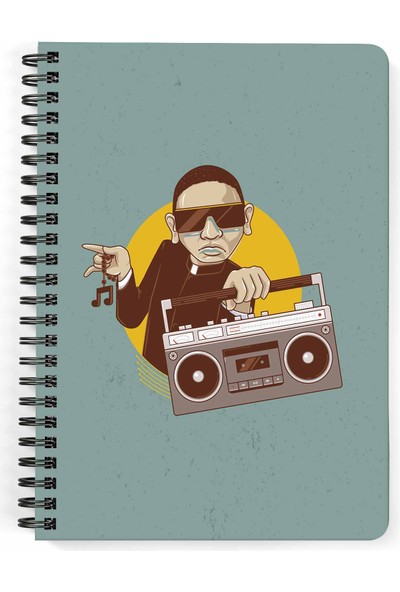 Break Dance Baskılı Ahşap Kapaklı Defter 15X20 cm DFT5361