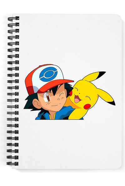 Ash Pikaçu Baskılı Ahşap Kapaklı Defter 15X20 cm DFT1825