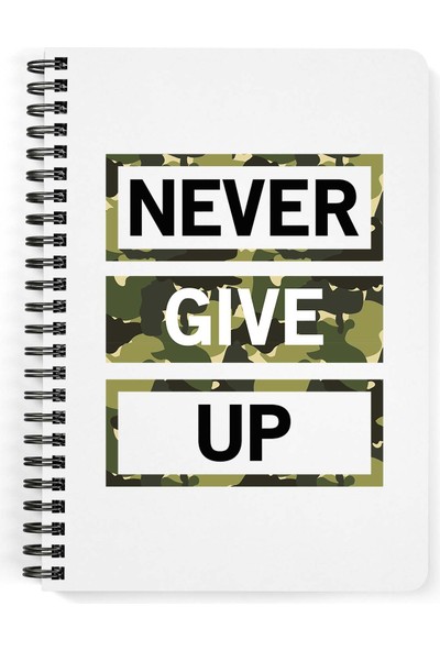 Never Give Up Baskılı Ahşap Kapaklı Defter 15X20 cm DFT1296 Never Give Up Baskılı Ahşap Kapaklı Defter 15X20 cm DFT1296