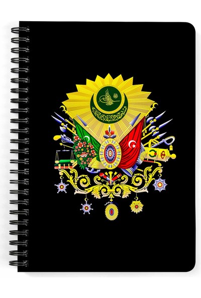 Osmanlı Arması Baskılı Ahşap Kapaklı Defter 15X20 cm DFT5673