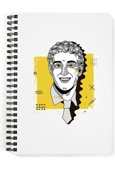 Mark Zuckerberg Baskılı Ahşap Kapaklı Defter 15X20 cm DFT967