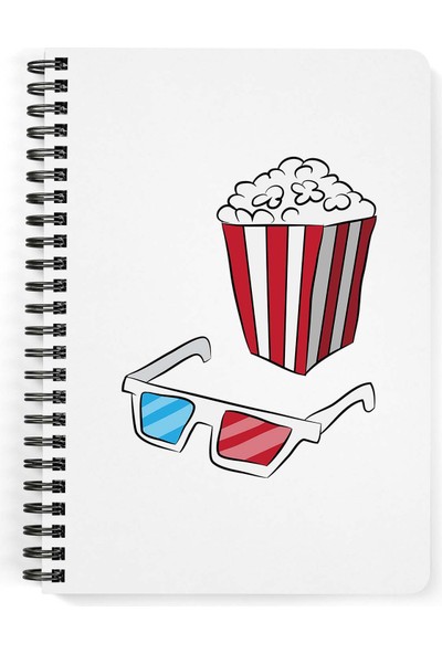Sinema Gözlükleri ve Patlamış Mısır Baskılı Ahşap Kapaklı Defter 15X20 cm DFT1046 Sinema Gözlükleri ve Patlamış Mısır Baskılı Ahşap Kapaklı Defter 15X20 cm DFT1046