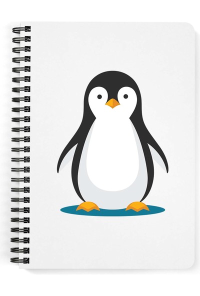 Buzda Penguen Baskılı Ahşap Kapaklı Defter 15X20 cm DFT778