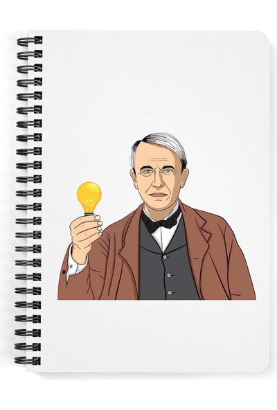 Edison Baskılı Ahşap Kapaklı Defter 15X20 cm DFT993